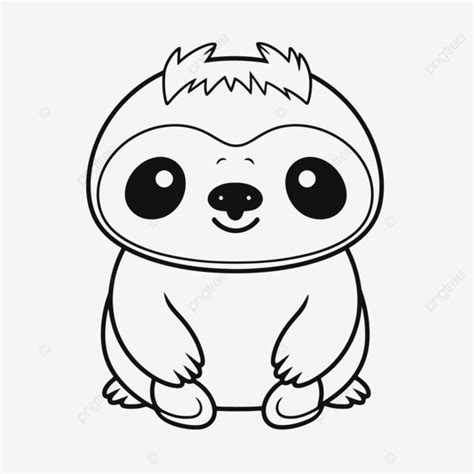 288 무료 나무늘보 캐릭터 온라인 색칠하기놀이 벡터 기본 간단한 귀여운 만화 나무 늘보 개요 흰색 배경에 고립 어린이 색칠 페이지 Png 일러스트 및 벡터 에 대한