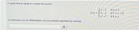 Solved Point Find All Values Of X Where The Function Chegg Com