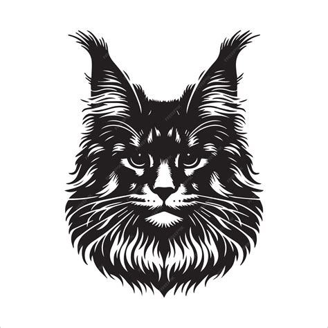 Premium Vector Cute Maine Coon Cat Face Vector Illustration On A White Background