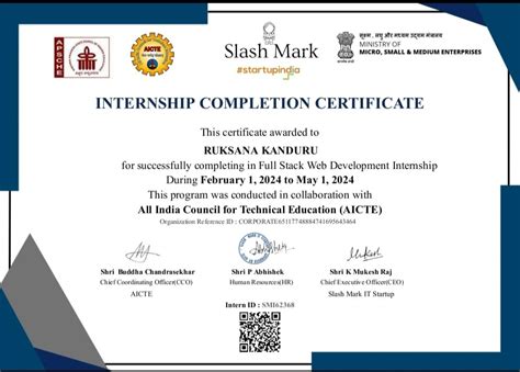 Ruksana Kanduru On Linkedin Fullstackdeveloper Internship Webdevelopment Slashmark Aicte
