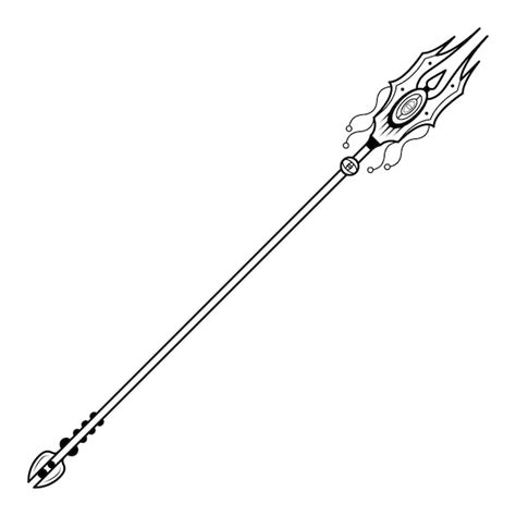 Premium Vector Abstract Black Simple Line Spear Weapon Doodle Outline Element Vector Design