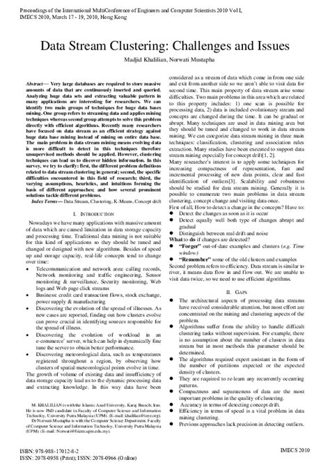 Pdf Data Stream Clustering Challenges And Issues Norwati Mustapha