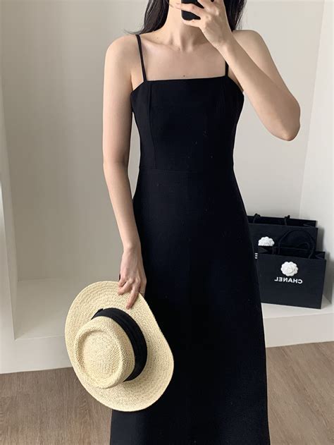 델라 블랙 롱원피스 민소매 끈나시 바캉스 휴양지 원피스