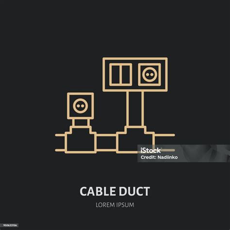 케이블 덕트 전원 소켓 및 전등 스위치 플랫 라인 아이콘 배선 기호 전기 서비스에 대 한 얇은 선형 로고 관 신체 부분에 대한
