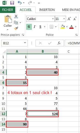 Réaliser Simultanément Des Totaux De Plusieurs Plages De Données Excel