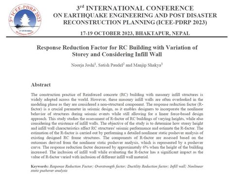 Pdf Response Reduction Factor For Rc Building With Variation Of Storey And Considering Infill Wall