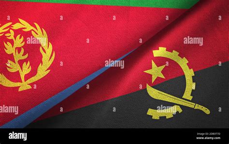 Eritrea And Angola Two Flags Textile Cloth Fabric Texture Stock Photo Alamy