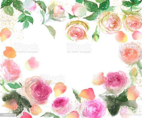 피에르 드 론사드 꽃화환의 꽃화환 수채화 손으로 그린 그림 춤추는 장미 꽃잎과 분홍색 장미 개화기에 대한 스톡 벡터 아트 및 기타 이미지 개화기 검정색 배경 귀여운