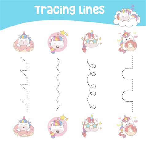 어린이를 위한 수직선 추적 활동 어린이를 위한 추적 워크 프리미엄 벡터