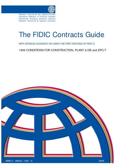 Fidic Contracts 1999 Editions Guide 1st Ed 2000 International Federation Of Consulting