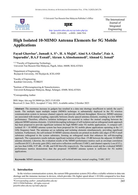 Pdf High Isolated 10 Mimo Antenna Elements For 5g Mobile Applications