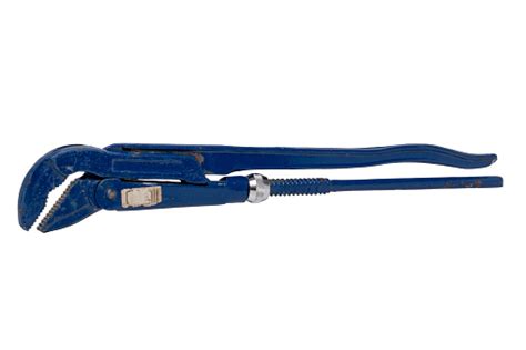 배관공 도구 는 격리 흰색 배경에 격리 된 조정 가능한 파란색 파이프 렌치 스패너 펜치 또는 배관 도구를 클로즈업합니다 잘라내길 매크로 0명에 대한 스톡 사진 및 기타