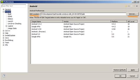 Unable To Set The Android Sdk Path For Eclipse Stack Overflow
