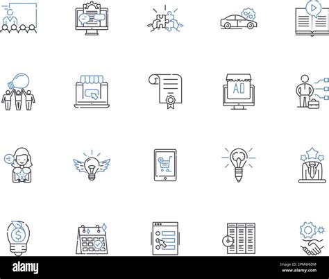 Marketing Strategy Outline Icons Collection Brand Promotion