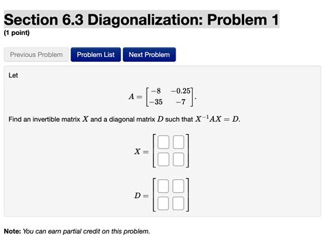 Solved Section 6 3 Diagonalization Problem 1 1 Point Chegg Com