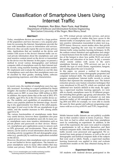 Pdf Classification Of Smartphone Users Using Internet Traffic