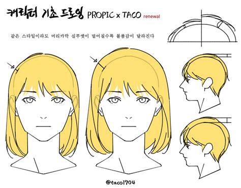 Taco 같은 스타일이라도 머리카락 실루엣이 멀어질수록 볼륨감이 달라진다 同じスタイルでも髪のシルエットが離れるほどボリューム感が変わる Character Art