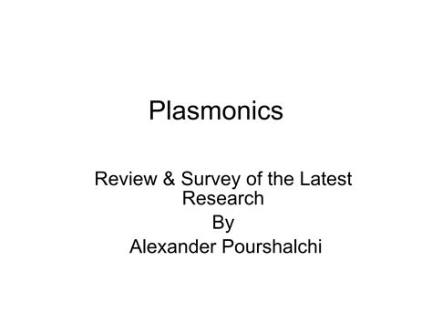 Plasmonics PPT