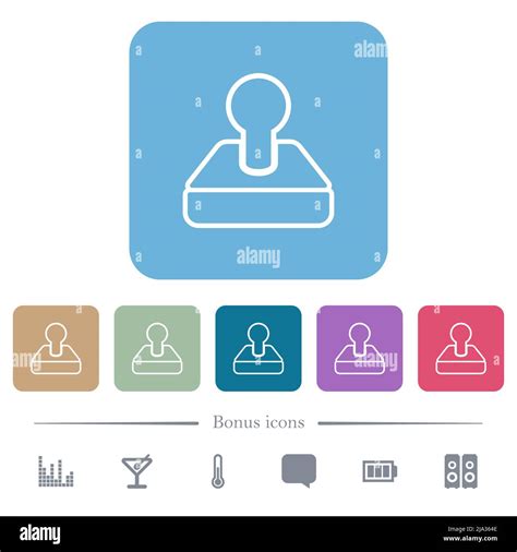 Retro Joystick Outline White Flat Icons On Color Rounded Square Backgrounds 6 Bonus Icons