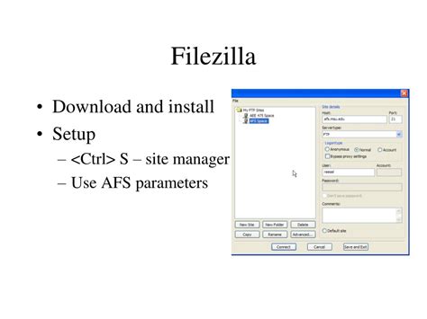 Ppt Mapping Afs Space Or Filezilla Ftp Powerpoint Presentation