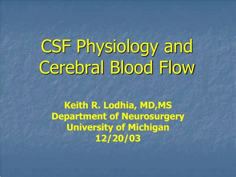 PPT CSF Physiology And Cerebral Blood Flow PowerPoint Presentation Free Download ID