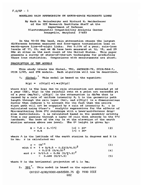 Modeling Rain Attenuation Of Earth Space Microwave Links Ieee Conference Publication Ieee Xplore