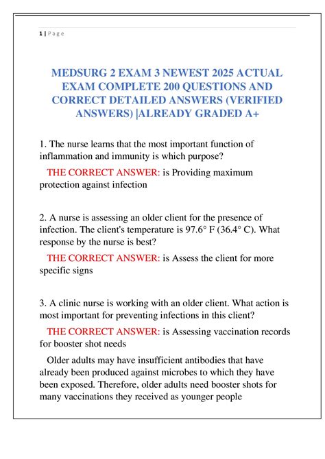 Medsurg 2 Exam 3 Newest 2025 Actual Exam Complete 200 Questions And Correct Detailed Answers
