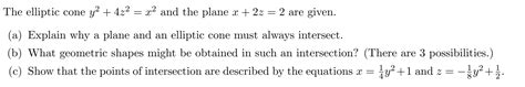 Solved The Elliptic Cone Y2 4z2 X2 And The Plane X 2z 2 Are