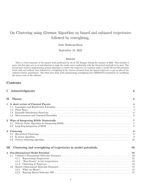 PDF On Clustering Using Gromos Algorithm On Biased And Unbiased