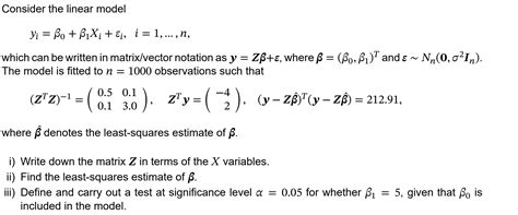 Solved Consider The Linear Model Yi Bo B1x Ej I