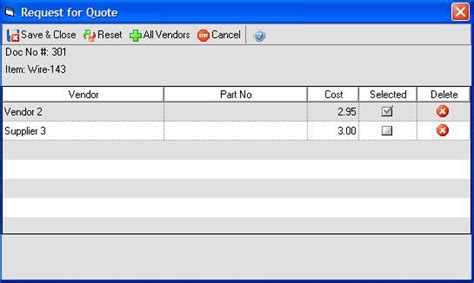 Generating Vendor Rfqs