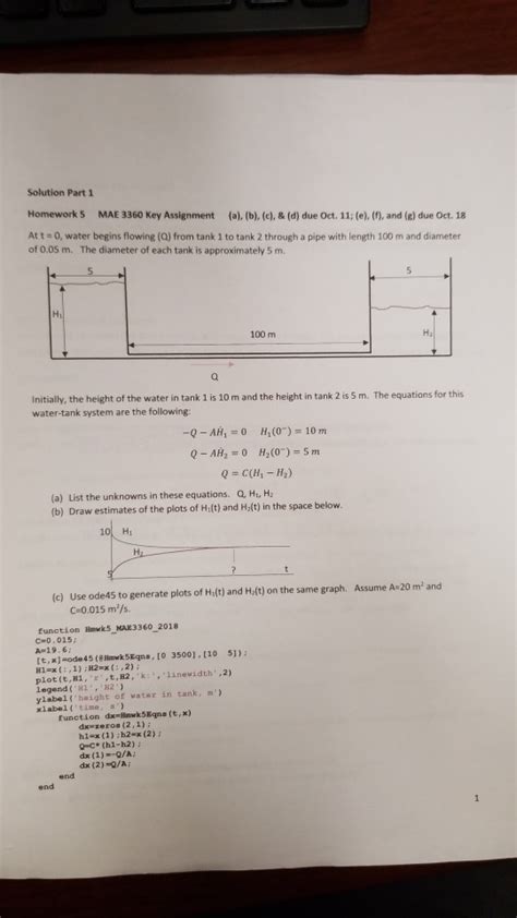 Solved Solution Part 1 Homework S Mae 3360 Key Assignment