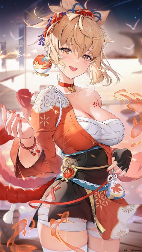 Beautiful Anime Girl Yoimiya Genshin Impact K Wallpaper Download