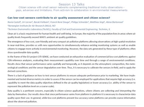 Pdf Can Low Cost Sensors Contribute To Air Quality Assessment And Citizen Science