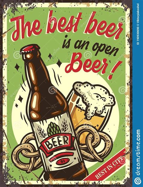 Retro Poster With Beer Mug Pretzel And Bottle Stock Vector