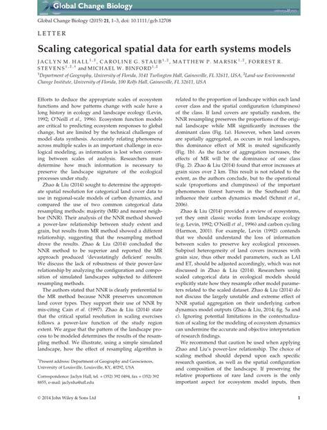Pdf Scaling Categorical Spatial Data For Earth Systems Models