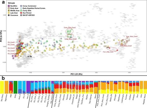 PCA And ADMIXTURE Analysis A PCA Of 271 Ancient Individuals Projected Download Scientific