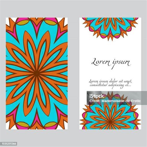 인사말 및 비즈니스 카드에 대 한 서식 파일이입니다 벡터 일러스트입니다 와 오리엔탈 패턴입니다 만다라입니다 웨딩 초대장 0명에 대한 스톡 벡터 아트 및 기타 이미지 Istock