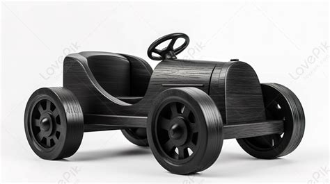 격리된 흰색 배경에 있는 아이들을 위한 검은색 나무 장난감 자동차의 3d 그림 아이 배경 3d 아이 배경 자동 배경 이미지 Hd 아이 3d 아이 자동 배경 사진