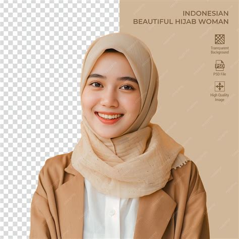 Premium Psd Beautiful Indonesian Woman Wearing Hijab Isolated On