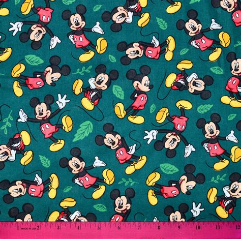 Sale Mickey Mouse Fabric Sold By The Half Yard Continuous Cut 100 Quilting Cotton