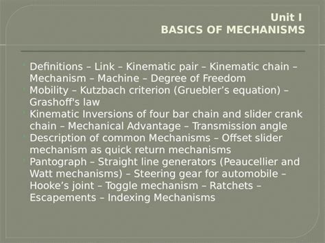 PPTX Definitions Link Kinematic Pair Kinematic Chain Mechanism Machine Degree Of