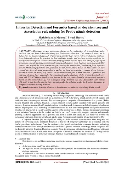 Pdf Intrusion Detection And Forensics Based On Decision Tree And Association Rule Mining For