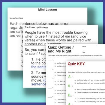 A Review Of Me Vs I Usage Rules By Richard Gieson TPT