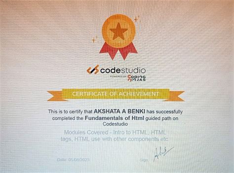 Coding Ninjas Ankush Singla Completed Fundamentals Of Html Akshata A
