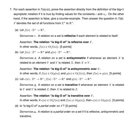 Solved For Each Assertion In 7a C Prove The Assertion