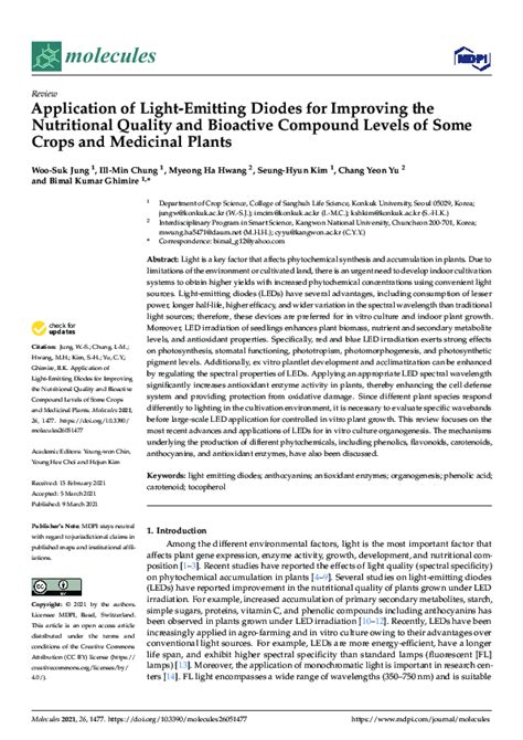 Pdf Application Of Light Emitting Diodes For Improving The Nutritional Quality And Bioactive