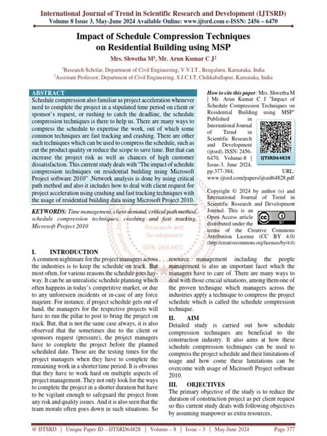 Impact Of Schedule Compression Techniques On Residential Building Using
