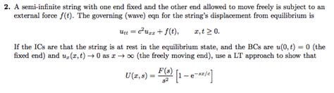 Solved 2 A Semi Infinite String With One End Fixed And The