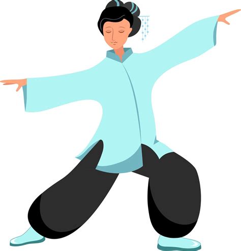Girl Performs Qigong And Kung Fu Exercises 2982356 Vector Art At Vecteezy